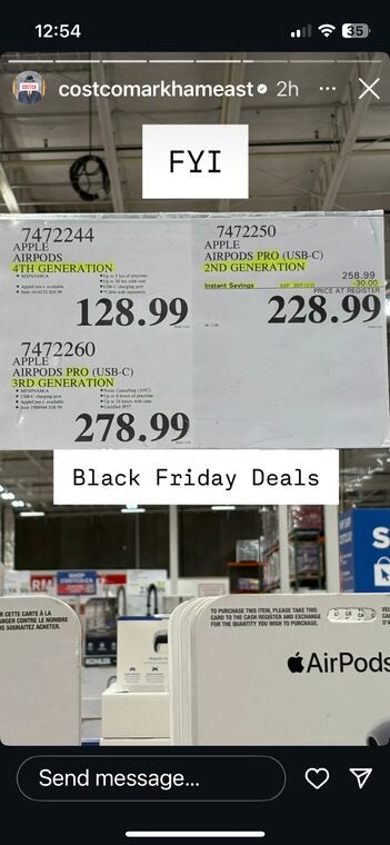 [Costco] [Black Friday] Apple AirPods Pro 3 - $278.99 (in-store only ...