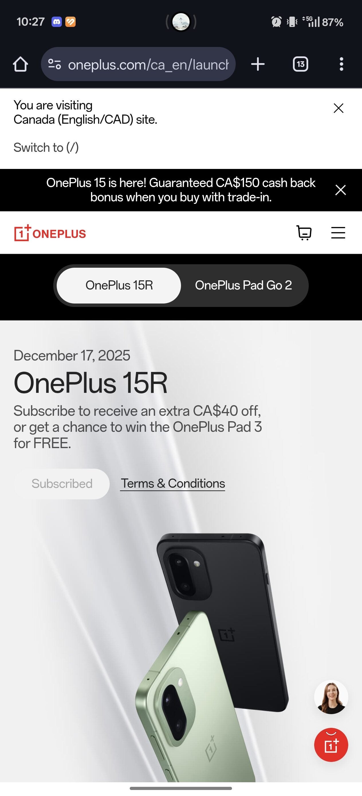 [Oneplus] Subscribe for discount - Oneplus 15R - Launch at Dec 17th ...