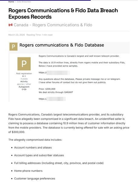 Rogers & Fido Data Breached - 2026 - RedFlagDeals.com Forums