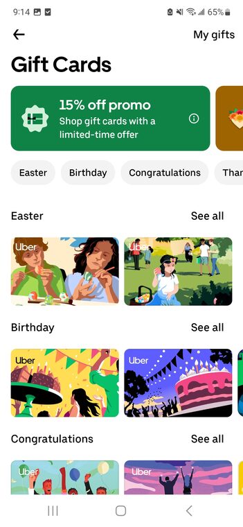 [Ubereats/Uber] Ubereats/Uber gift card 15% off is back AGAIN YMMV ...