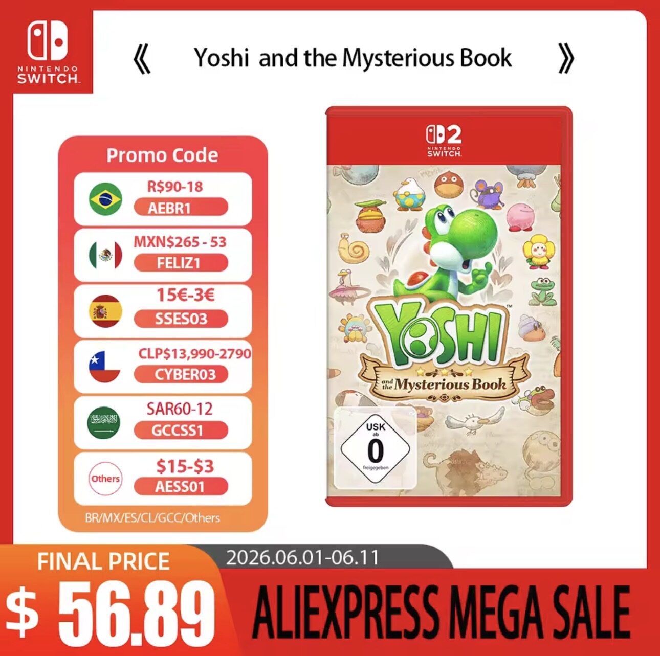 [AliExpress] Switch 2 - Yoshi and the Mysterious Book US/EU/HK/JP ...