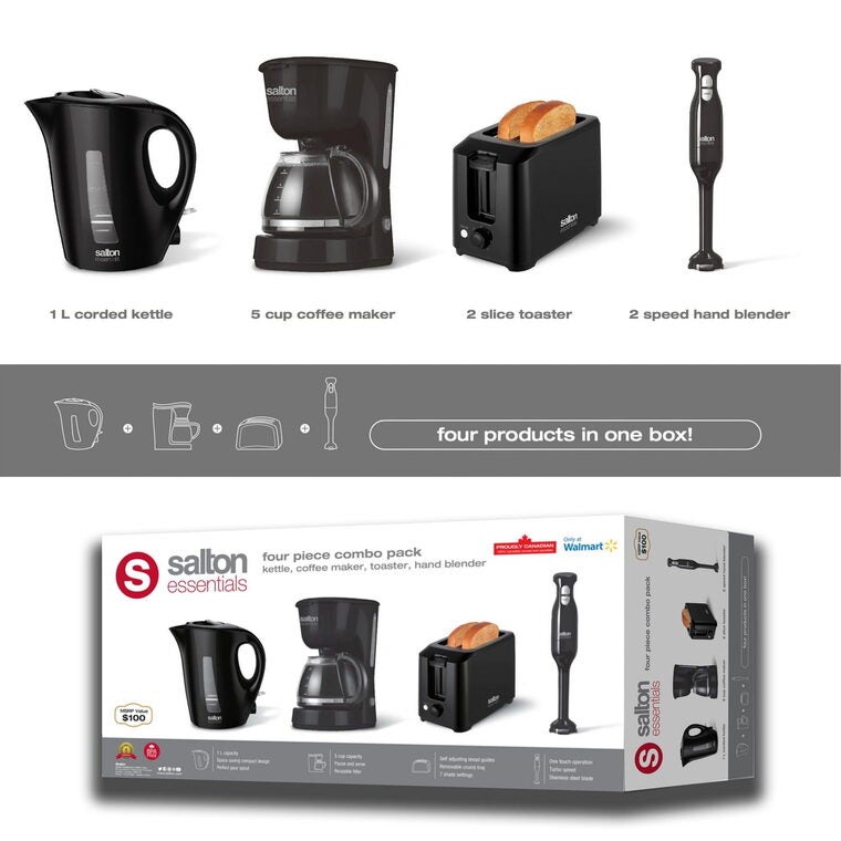 [Walmart] Salton Essentials Kettle, Coffee Maker, Toaster and Hand ...