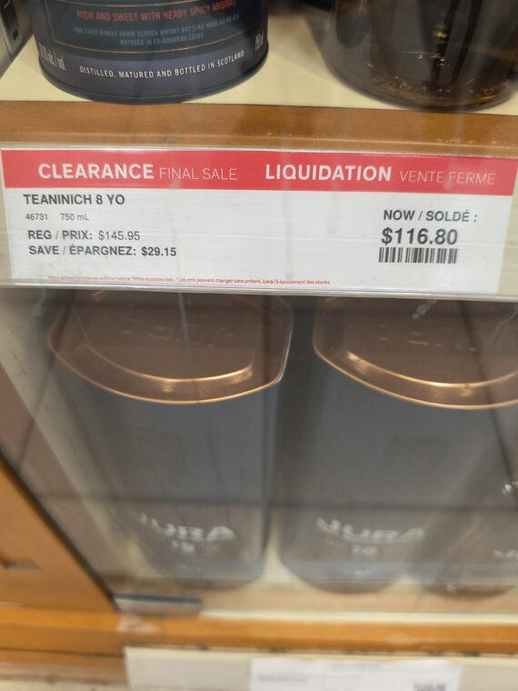 [LCBO] CLEARANCE LCBO in-store HEARTLAND, Teaninich 8yr old scotch ...
