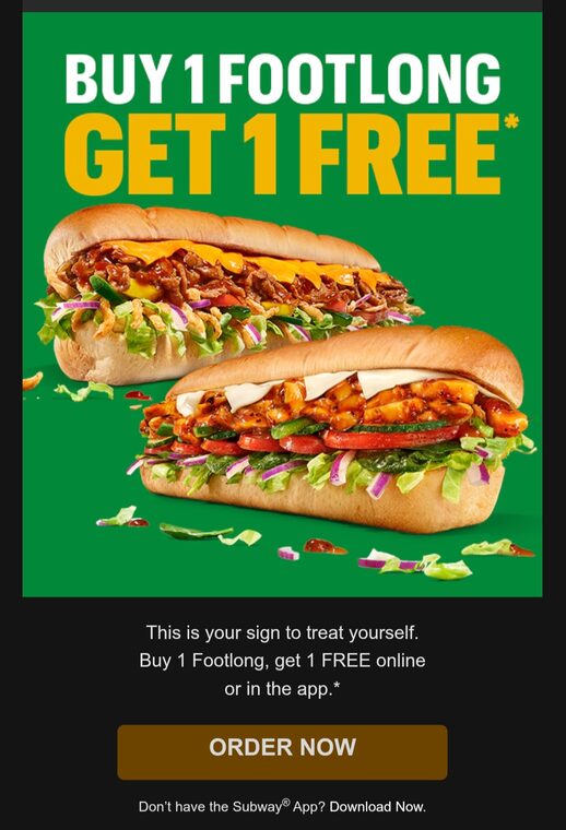 [Subway] YMMV BOGO Footlongs - RedFlagDeals.com Forums