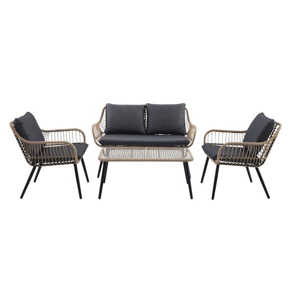 [Home Depot] 4-Piece 4-Seat Steel & Wicker Patio Set with Coffee Table ...